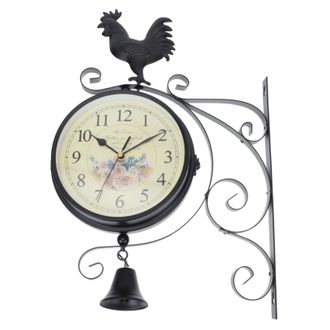 DOITOOL Doppelseitige Wanduhr Retro Stil aus Eisen und Ger&auml;uschloses Uhrwerk Einfache Wandmontage Wetterfest f&uuml;r Wohnzimmer B&uuml;ro K&uuml;che und Schlafzimmer