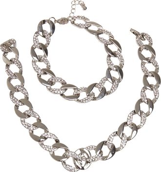 Urban Classics Basic Diamond Necklace And Bracelet Set silver one size