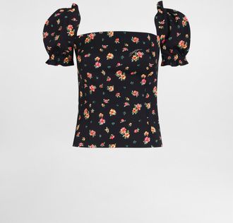 Dolce & Gabbana Top Aus Charmeuse Mit Bl&uuml;mchen-print - Frau Blusen Und Tops Mehrfarbig 48