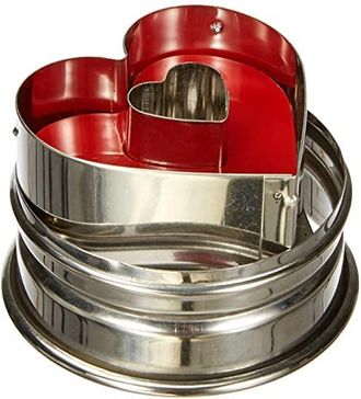 Städter 966353 Ausstecher mit Auswerfer Herz, Edelstahl, Durchmesser 4,8 cm, Silber/rot, 4,8 x 4,8 x 4,8 cm