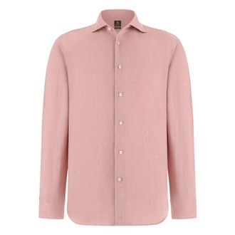 Boggi Milano Homme, Chemises, Rose, Taille: XL Chemise en Lin Coupe Regular