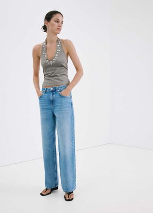 Mango Top emmanchures am&eacute;ricaines boutons d&eacute;coratifs gris - Femme - XS - MANGO