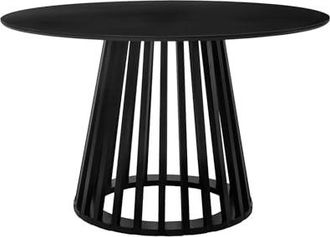 Sweeek Table à Manger Effet Bois Noir. Pieds Bois de Sapin 4 Places Ø120cm