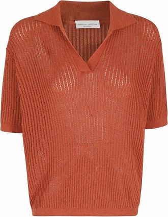 Roberto Collina Femme, Tops, Rouge, Taille: 38 FR Polo Traforata