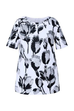 Ulla Popken T-Shirt T-Shirt A-Linie U-Boot-Ausschnitt Halbarm