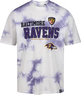 Recovered Clothing Baltimore Ravens NFL Tie-Dye Relaxed Oversized T-Shirt White Purple - XXL