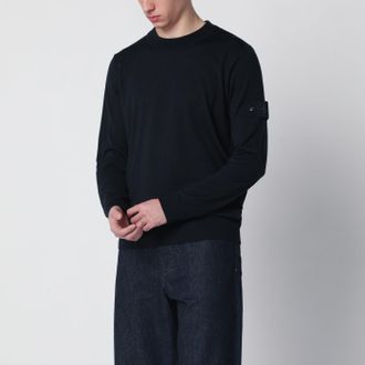 Stone Island Marineblauer Wollpullover mit Rundhals