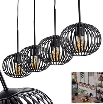 HOFSTEIN Pendelleuchte Oravi, moderne Hängeleuchte aus Metall in Schwarz, Leuchte im Retro-Design mit Lichteffekt, Höhe max. 149,5 cm, 4-flammig, Ø Schirme 20 