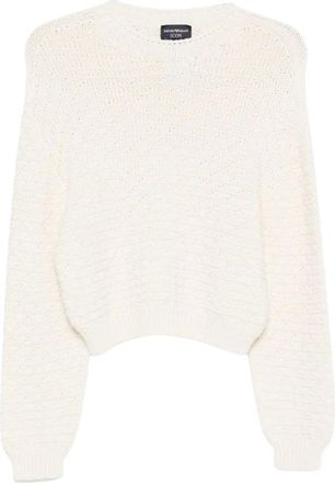 Emporio Armani Femme, Pulls, Blanc, Taille: 42 FR Pulls &agrave; col rond
