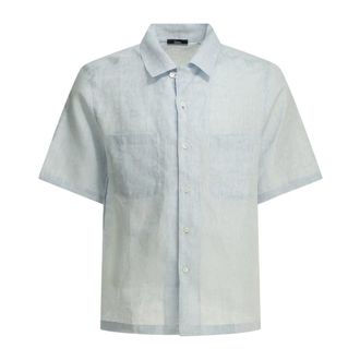 Herno Kurzarmhemd aus Sommerleinen - - Shirts - Herren - Blau - S