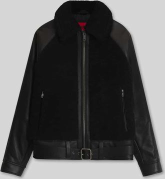 HUGO BOSS Lederjacke aus Lammnappa mit Tailleng&uuml;rtel