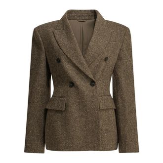 Brunello Cucinelli Donegal-Blazer mit Monili - - Jackets - Damen - Braun - S