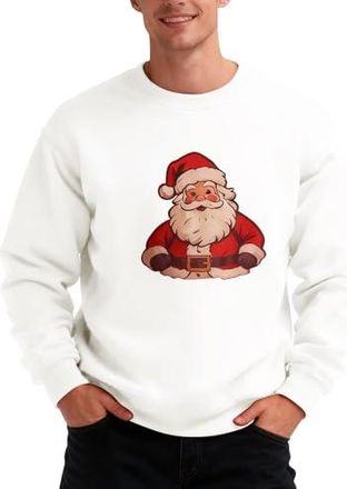 Generic Pull de Noël 2025 pour homme, pull de Noël amusant et fantaisie, imprimé graphique, motif imprimé, pull dhiver chaud à col rond, tendance, décontracté