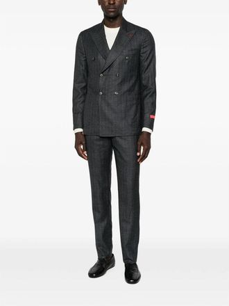 Isaia Double-Breasted Pinstripe Pant Suit - Gray
