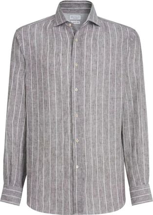 Brunello Cucinelli Homme, Chemises, Multicolore, Taille: 2XL Chemise en coton ray&eacute;