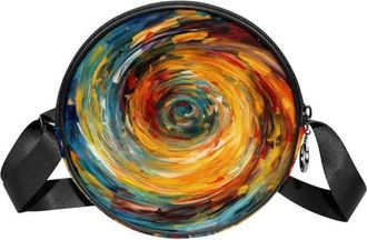 Generic Petit sac &agrave; bandouli&egrave;re circulaire pour femme, petit sac &agrave; bandouli&egrave;re avec fermeture &eacute;clair, bretelles r&eacute;glables, sac &agrave; main rond d&eacute;contract&eacute; pour fe