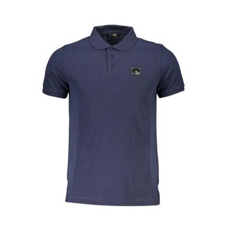 Cavalli Blaues Baumwoll-Polo mit Stilvollen Details - - Tops - Herren - Blau - M