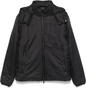 Emporio Armani Gef&uuml;tterte Jacke mit Logo-Stickerei - Schwarz