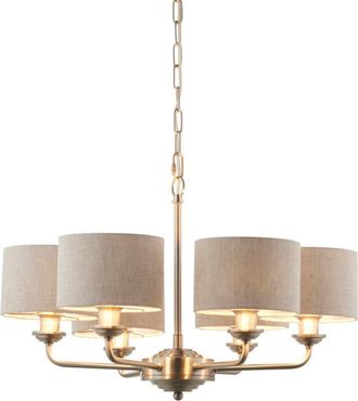 Endon Lighting Highclere Plafonnier suspendu à abat-jour à bras multiples, plaque en chrome brossé, lin naturel