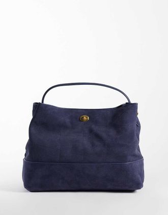 Mango sac seau 100 % daim bleu marine