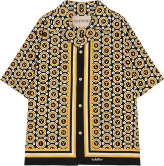 Valentino Garavani Homme, Chemises, Multicolore, Taille: M Chemise &agrave; Manches Courtes avec Imprim&eacute; Monogramme