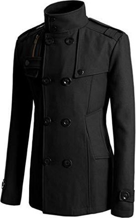 Generic 2025 Trench-coat décontracté mode affaires long mince manteau dextérieur long trench coat hommes brun clair, Noir, M