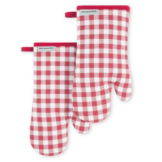 KitchenAid Ofenhandschuh, Gingham-Muster, 2er-Pack, Passion Red, 17,8 x 33 cm