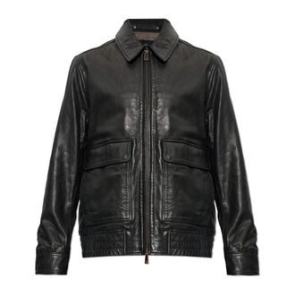 Paul Smith Veste en cuir style vintage - Homme - Vestes - Brun - Taille: L