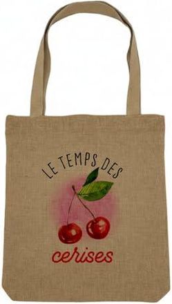 Fabulous Sac Shopping Tote Bag Aspect Lin - Le Temps des Ceries Aquarelle Original - Sac de Courses Toile Epaisse 360g Beige Naturel Cabas Port&eacute; Epaule Solide 