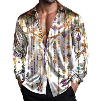 Generic Costume de carnaval pour homme - Chemise &agrave; manches longues - Chemise d&eacute;t&eacute; &agrave; manches longues - Respirante - L&eacute;g&egrave;re - Chemise de plage &agrave; revers - Chemis