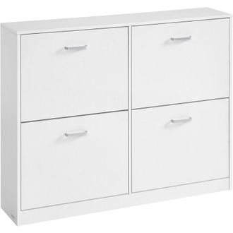 Vasagle Vasagle - Meuble &agrave; chaussures 4 portes battantes - Rangement pour 16 &agrave; 28 paires - &Eacute;tag&egrave;res r&eacute;glables - Dimensions 24 x 105,5 x 82,7 cm - Blanc neige