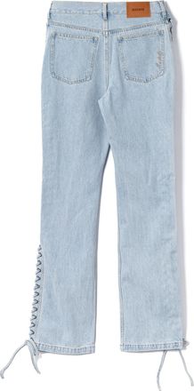 Rotate Lace-Up Straight-Leg Jeans - Blue