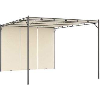 vidaXL Vidaxl - Belv&eacute;d&egrave;re de jardin avec rideau lat&eacute;ral 4x3x2,25 m Cr&egrave;me