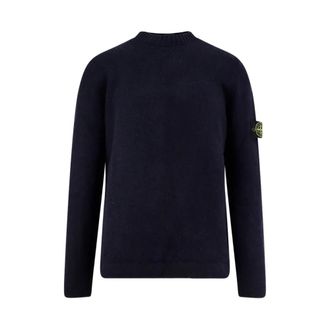 Stone Island Rundhals-Pullover mit Logo-Patch - - Knitwear - Herren - Blau - 3XL