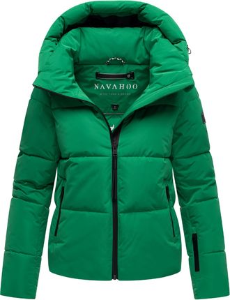 Navahoo Damen Winterjacke warme Steppjacke mit abnehmbarer Kapuze Frostherz XIV Smaragd Green Gr. XXL