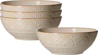 Ritzenhoff & Breker Omara Schalen 4er Set, 19 cm, Salatschalen mit orientalischer Relief-Ornamentik, Individuelle Farbverläufe durch Reaktivglasur, Spülmaschinenfest, Ste