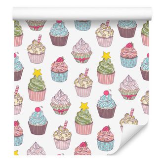OEM Carta Da Parati Con Muffin Colorati Per Soggiorno E Camera Da Letto, 50x1000 Cm