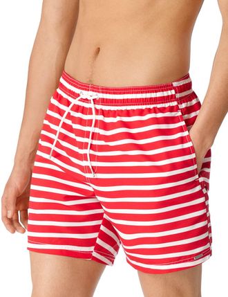 Schiesser Herren Badeshorts Badehose, Rot Gestreift, M EU