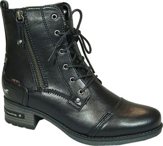 Mustang Jeans Damen Schnürboot Stiefelette Kurzschaft Reißverschluss Schnürung 1229-513, Größe:37 EU, Farbe:Schwarz
