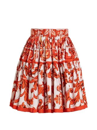 Dolce & Gabbana Jupe en coton imprim&eacute; Maiolica