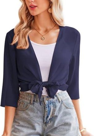 Zeagoo Femme Boléro Court Cardigan Léger Boléro Veste Été Élégant Veste Courte Transparent Cardigan Ouverte Avant Boléro Cérémonie pour Robe Soirée Cérémonie