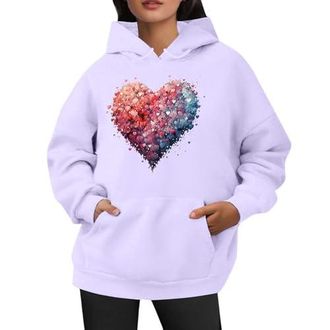 Generic Sweat &agrave; capuche imprim&eacute; Saint-Valentin 2026 pour femme, violet, XXL