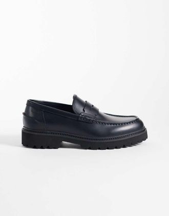 HUGO BOSS HUGO Red mocassins en cuir noirs