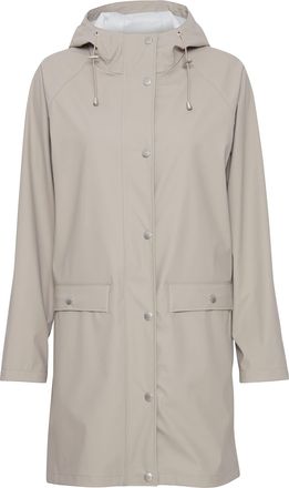 Oxmo OXTanne Damen Windbreaker Übergangsjacke Regenjacke wasserabweisende Jacke mit Knopfleiste Kapuze mit Kordelzug, Größe:XL, Farbe:Feather Gray (151305)