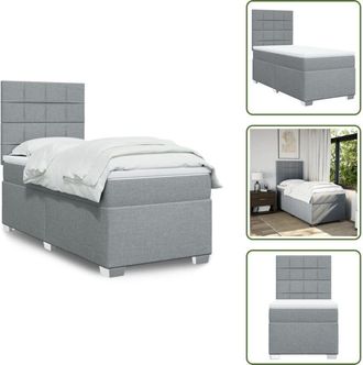 vidaXL Boxspringbett mit Matratze Hellgrau 90x190 cm Stoff - Boxspringbett - Betten - Schlafr&auml;ume - Doppelbett - Einzelbett