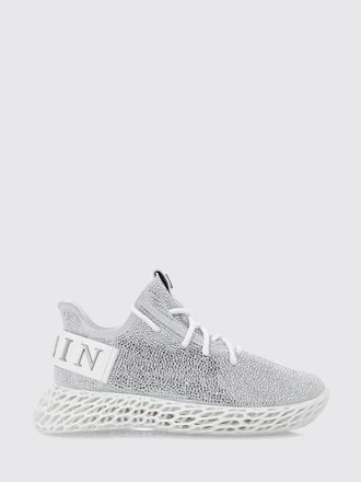 Philipp Plein Baskets Skeleton Runner en cuir lamin&eacute; avec cristaux