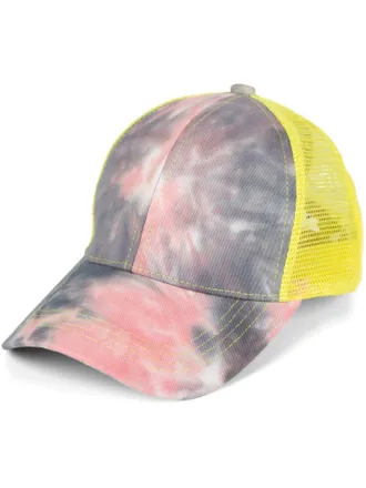 styleBREAKER Cap Ponytail Baseball Cap Batik mit Mesh Einsatz