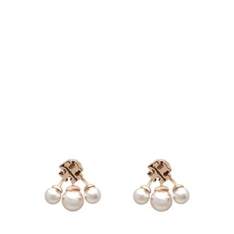 Tory Burch Femme, Accessoires, Beige, Taille: ONE Size Kira Pearl Front-Back Earrings
