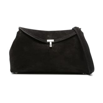 Toteme T-Lock Suede Clutch - - Bags - Damen - Schwarzk - ONE SIZE