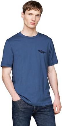 Tommy Hilfiger T-Shirt Manches Courtes Homme Col Ras-du-Cou, Bleu (Aegean Sea), S